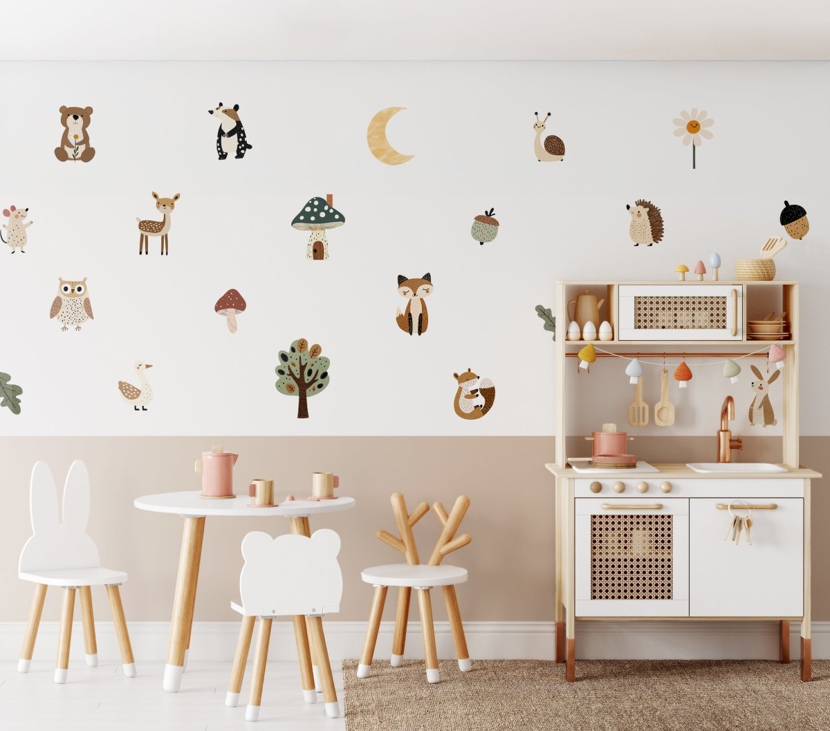 Premium Fabric Wall Stickers for Kids Room - Woodland Animal Theme ...